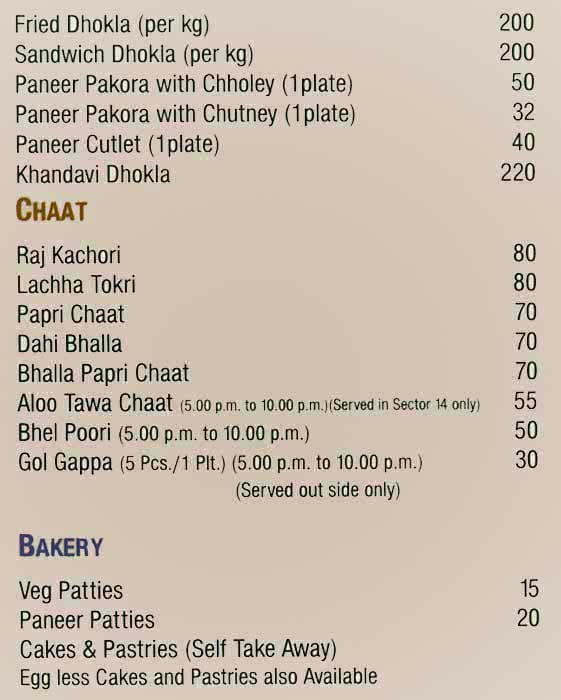 Menu of Om Sweets & Snacks, Sector 4, Gurgaon