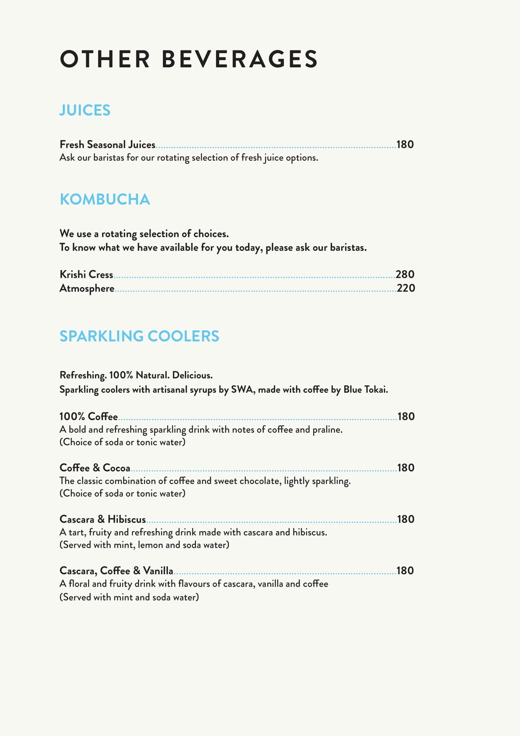 Menu of Blue Tokai Coffee Roasters, Connaught Place (CP), Central Delhi