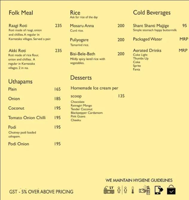 Menu of Carnatic Cafe, 32nd Avenue, Gurgaon