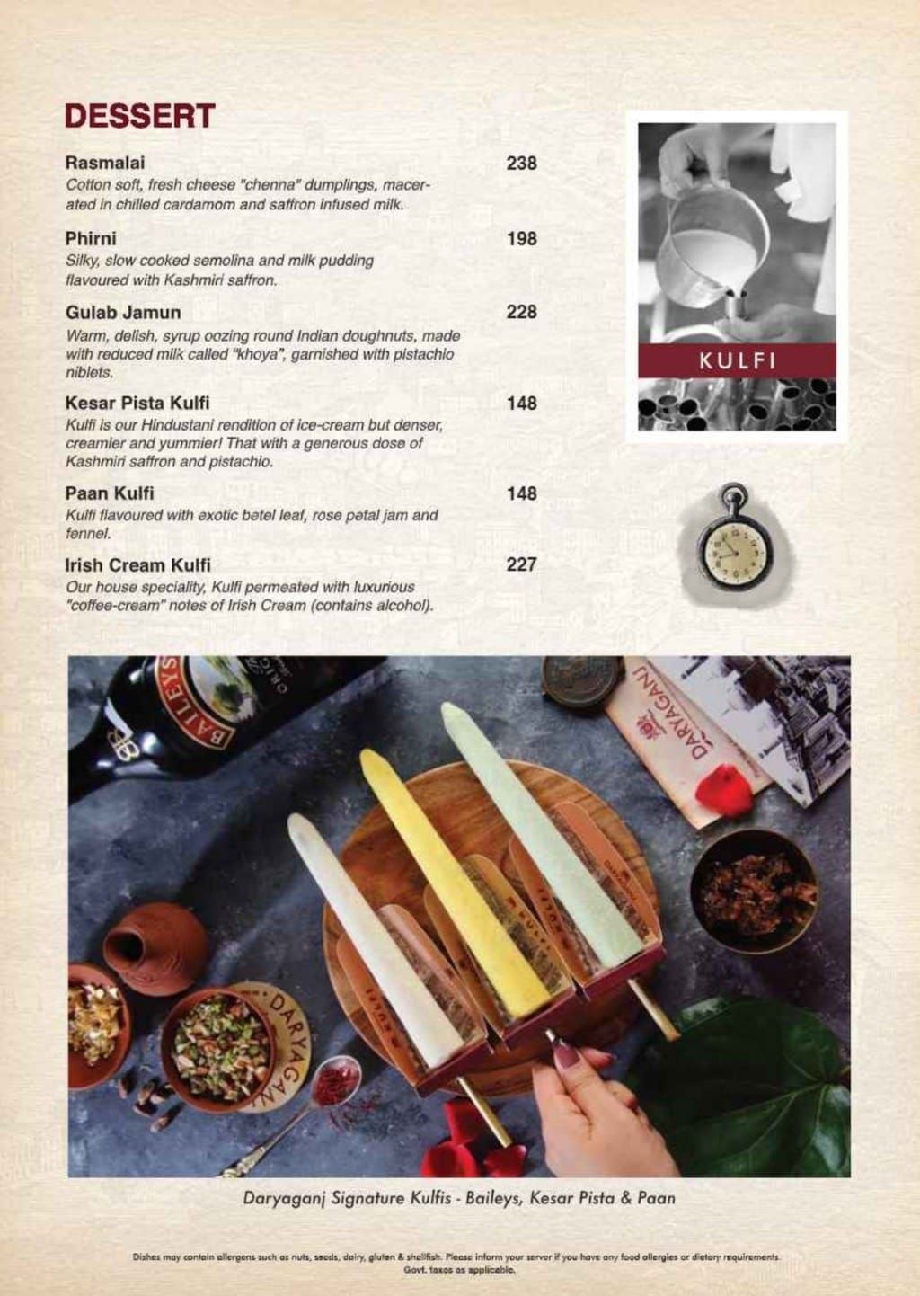 Menu of Daryaganj, Ambience Mall, Gurgaon