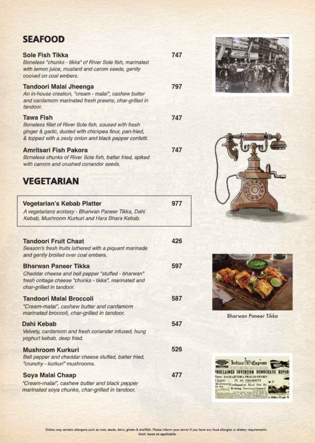 Menu of Daryaganj, Ambience Mall, Gurgaon