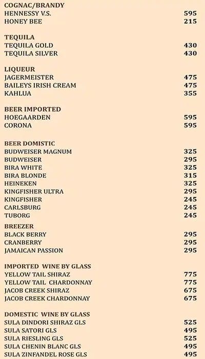 Menu of Global Fusion, Chembur, Central Mumbai