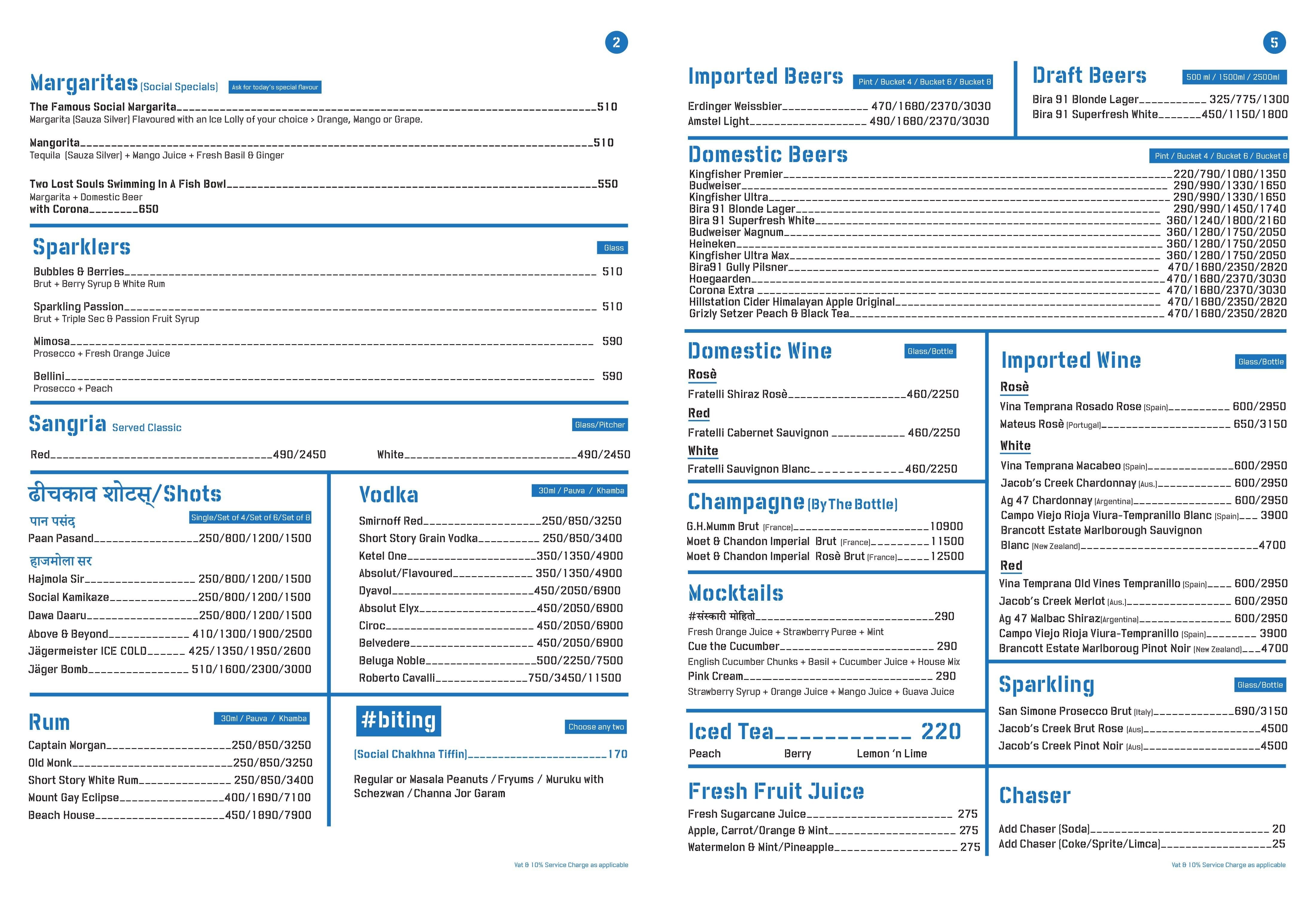Menu of Hauz Khas Social, Hauz Khas Village, South Delhi