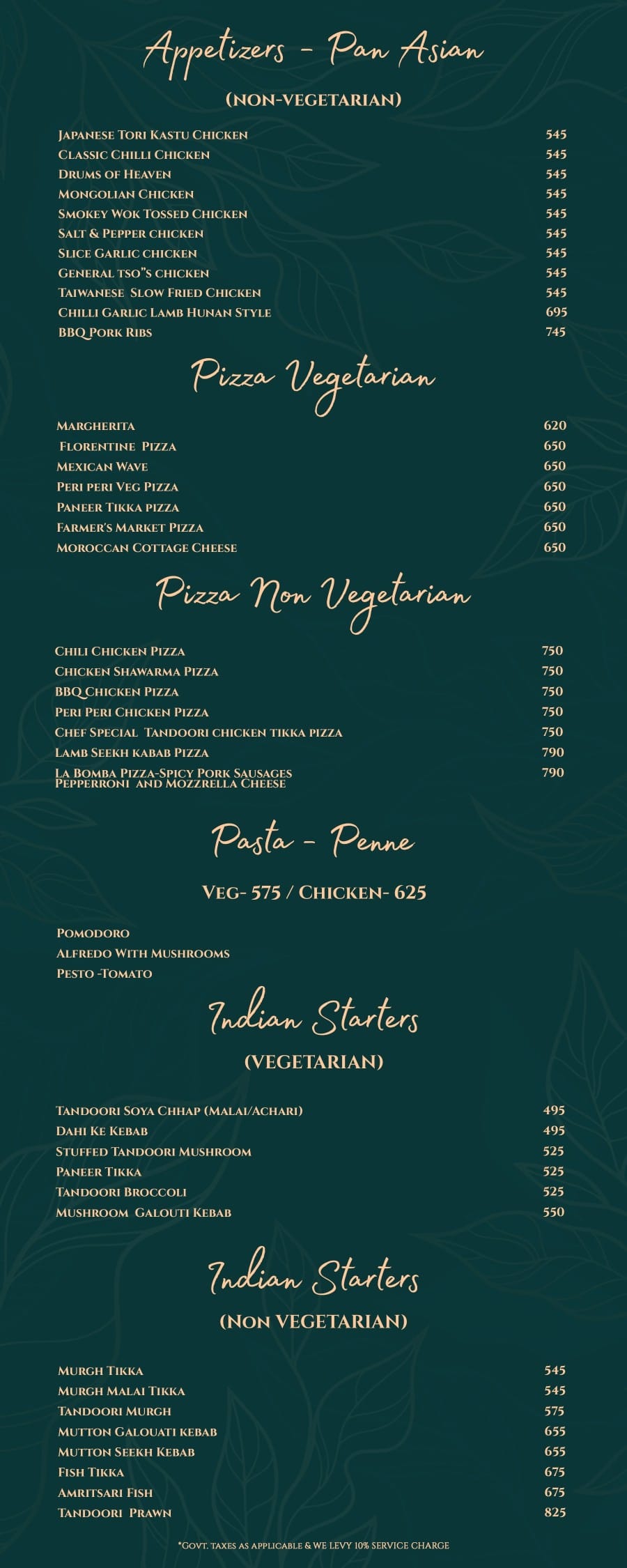 Menu of Soi 7, Cyber Hub, Gurgaon