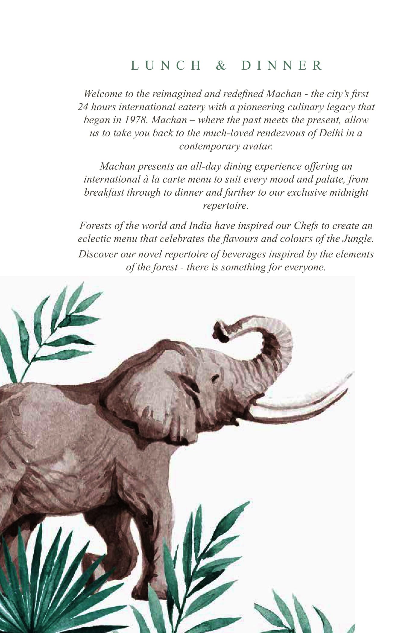 Menu of Machan, The Taj Mahal Hotel, New Delhi