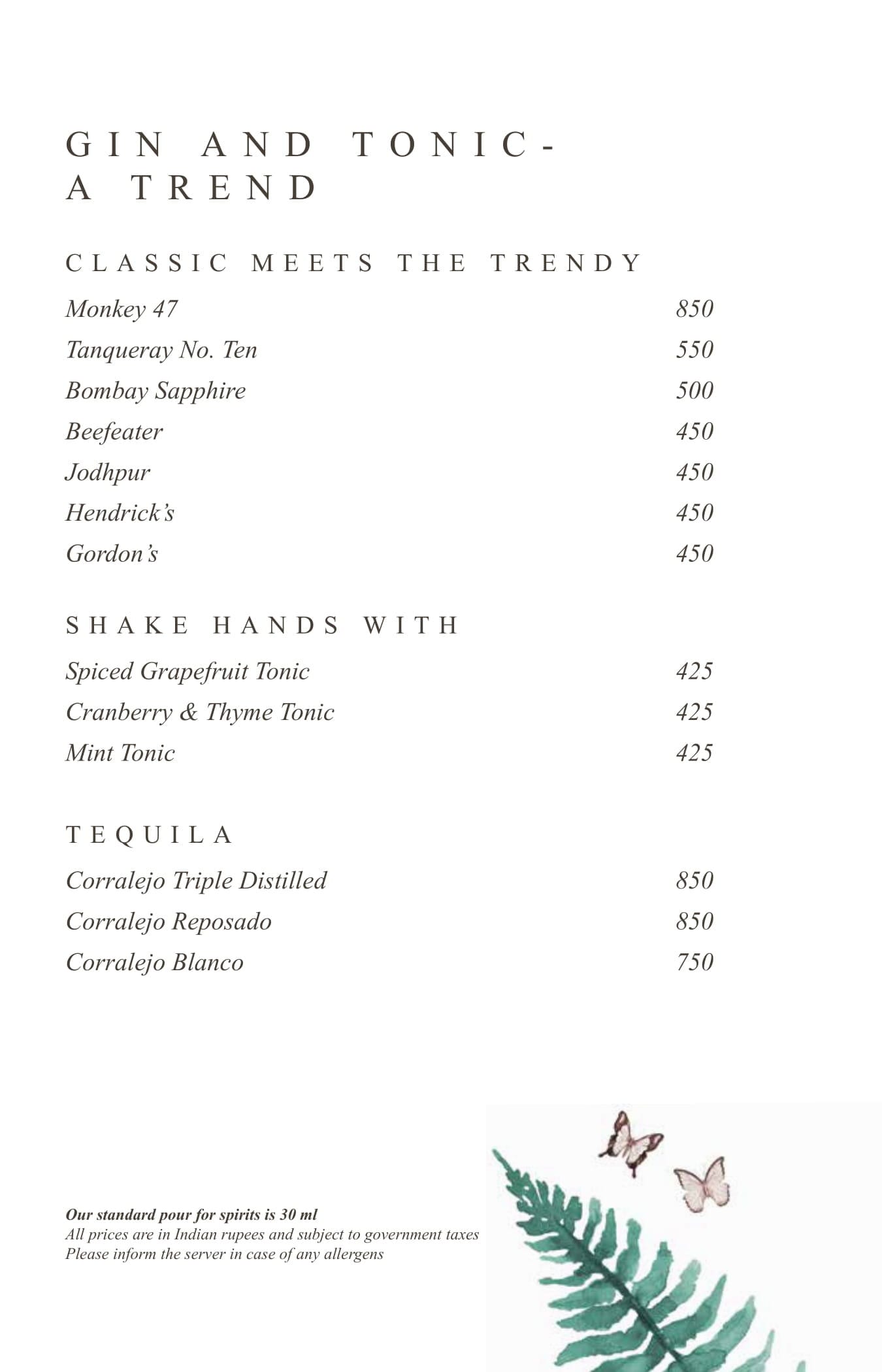 Menu of Machan, The Taj Mahal Hotel, New Delhi