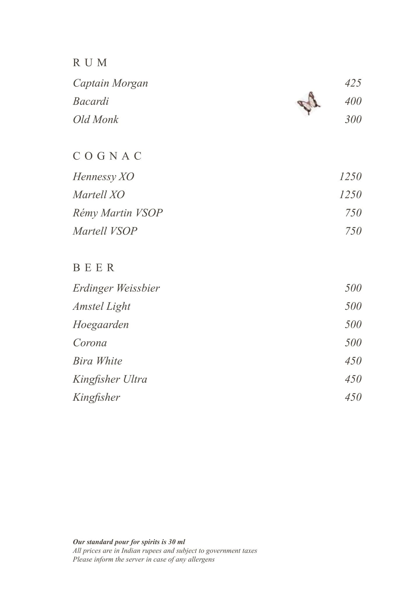 Menu of Machan, The Taj Mahal Hotel, New Delhi