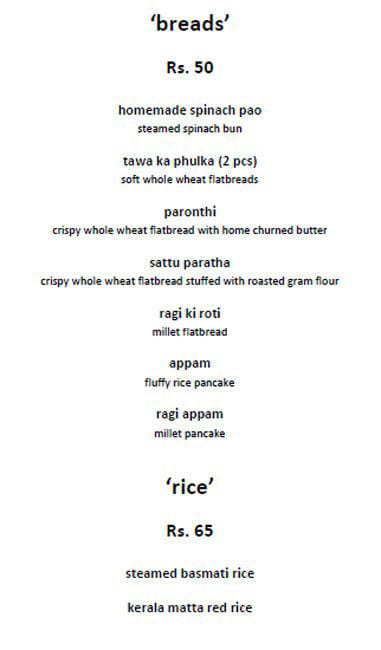 Menu of Café Lota, National Crafts Museum, Central Delhi