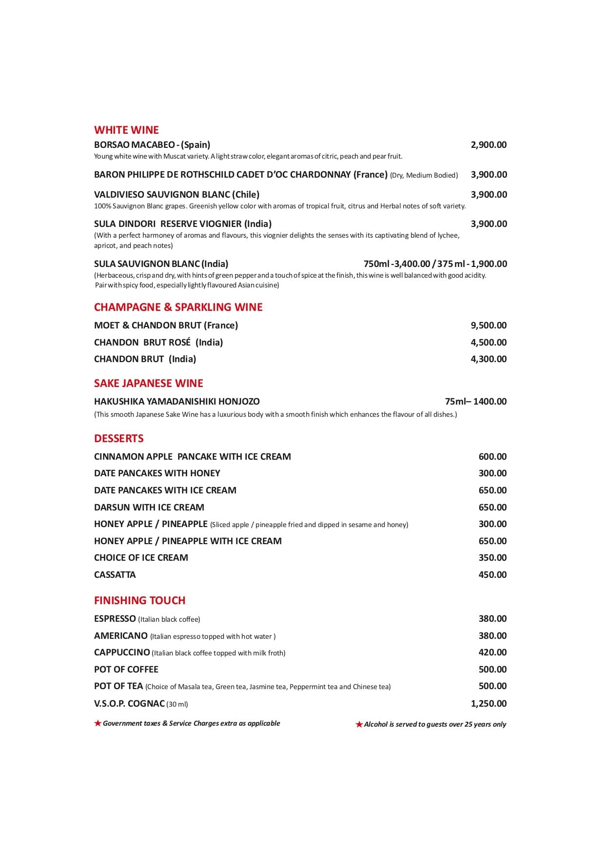 Menu of Zen Restaurant (Since 1992), Connaught Place (CP), Central Delhi