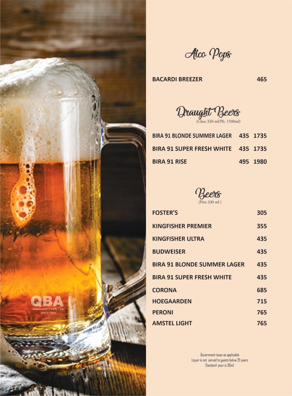 Menu of Kwality, Connaught Place (CP), Central Delhi
