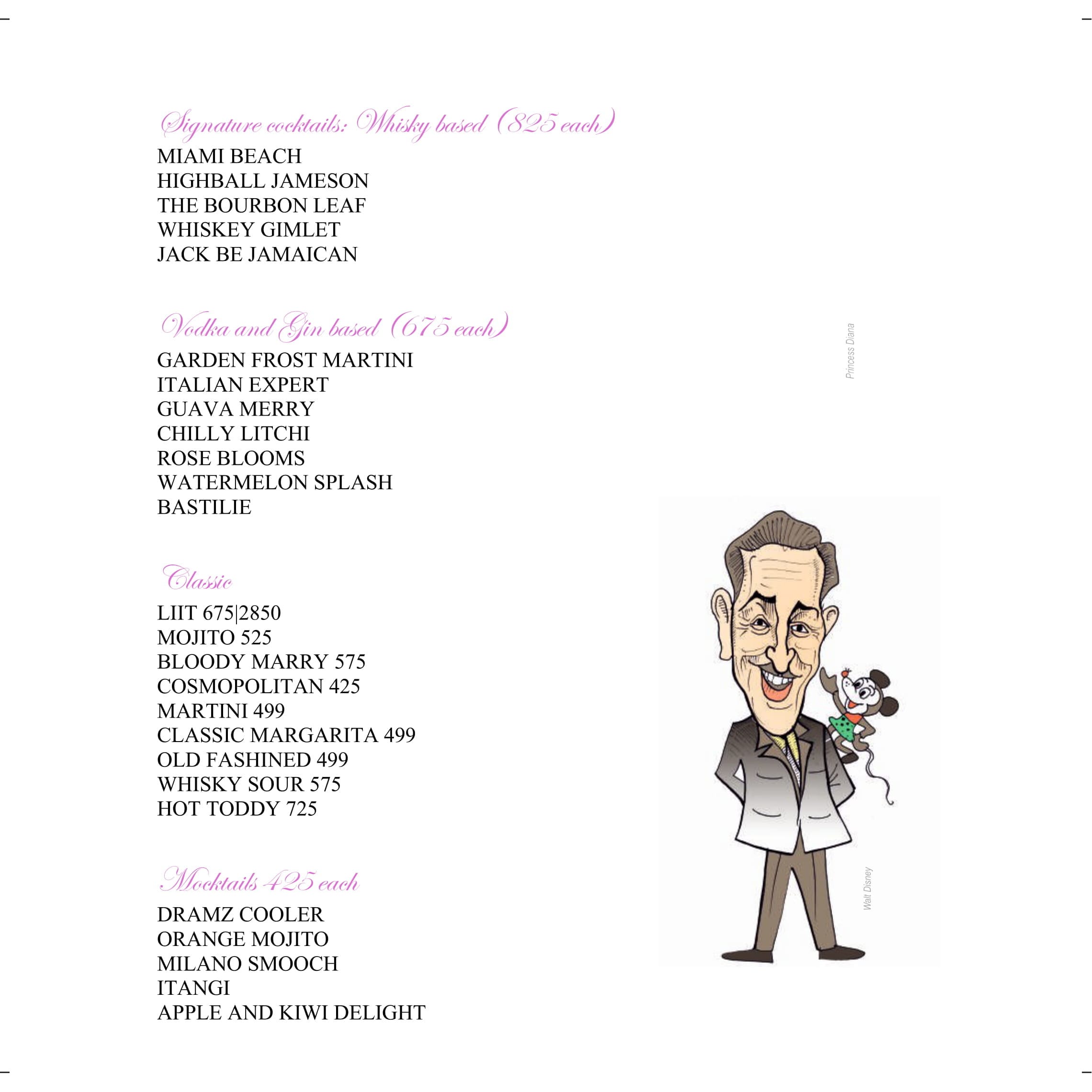 Menu of DRAMZ, Mehrauli, South Delhi