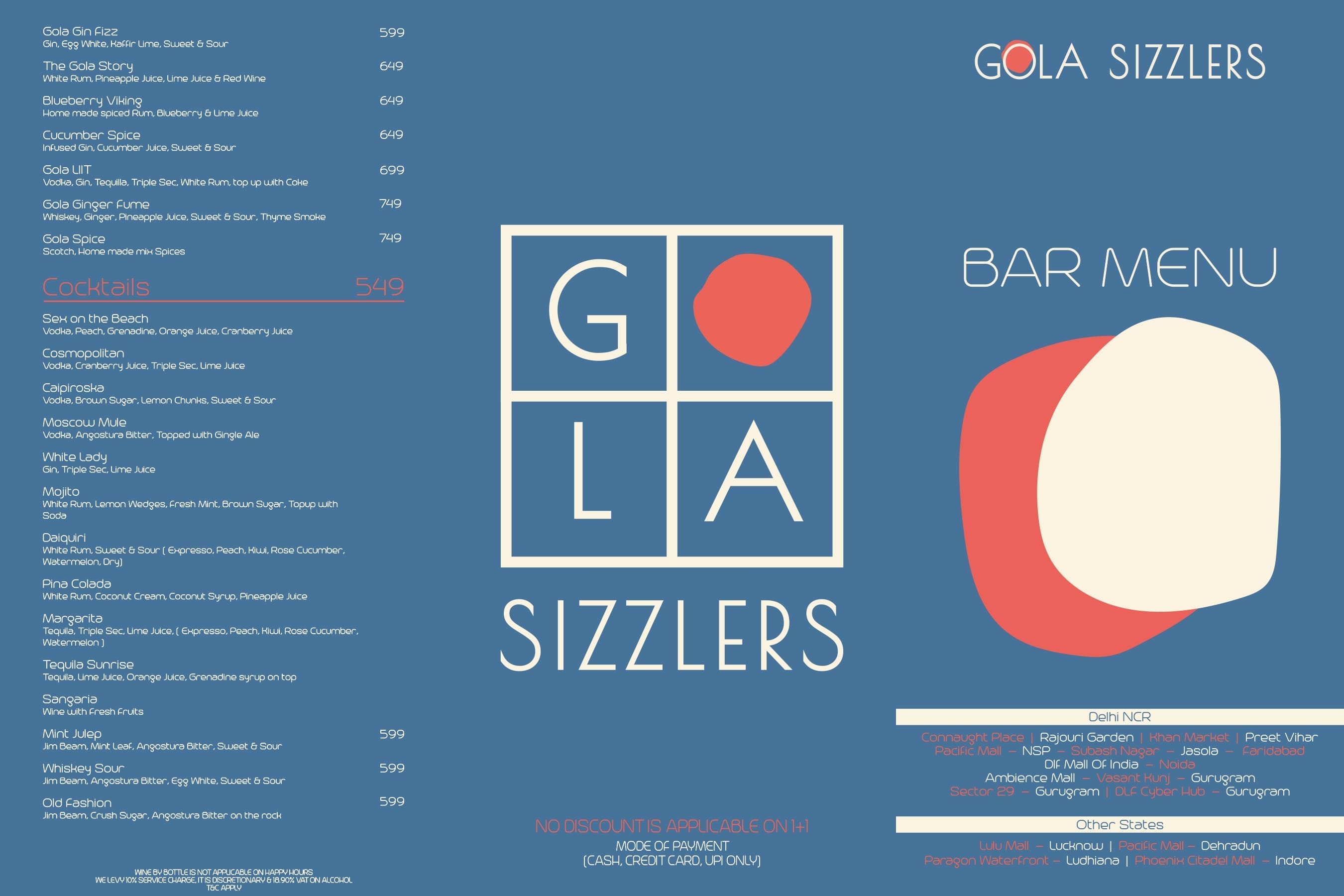 Menu of Gola Sizzlers, Ambience Mall, Gurgaon