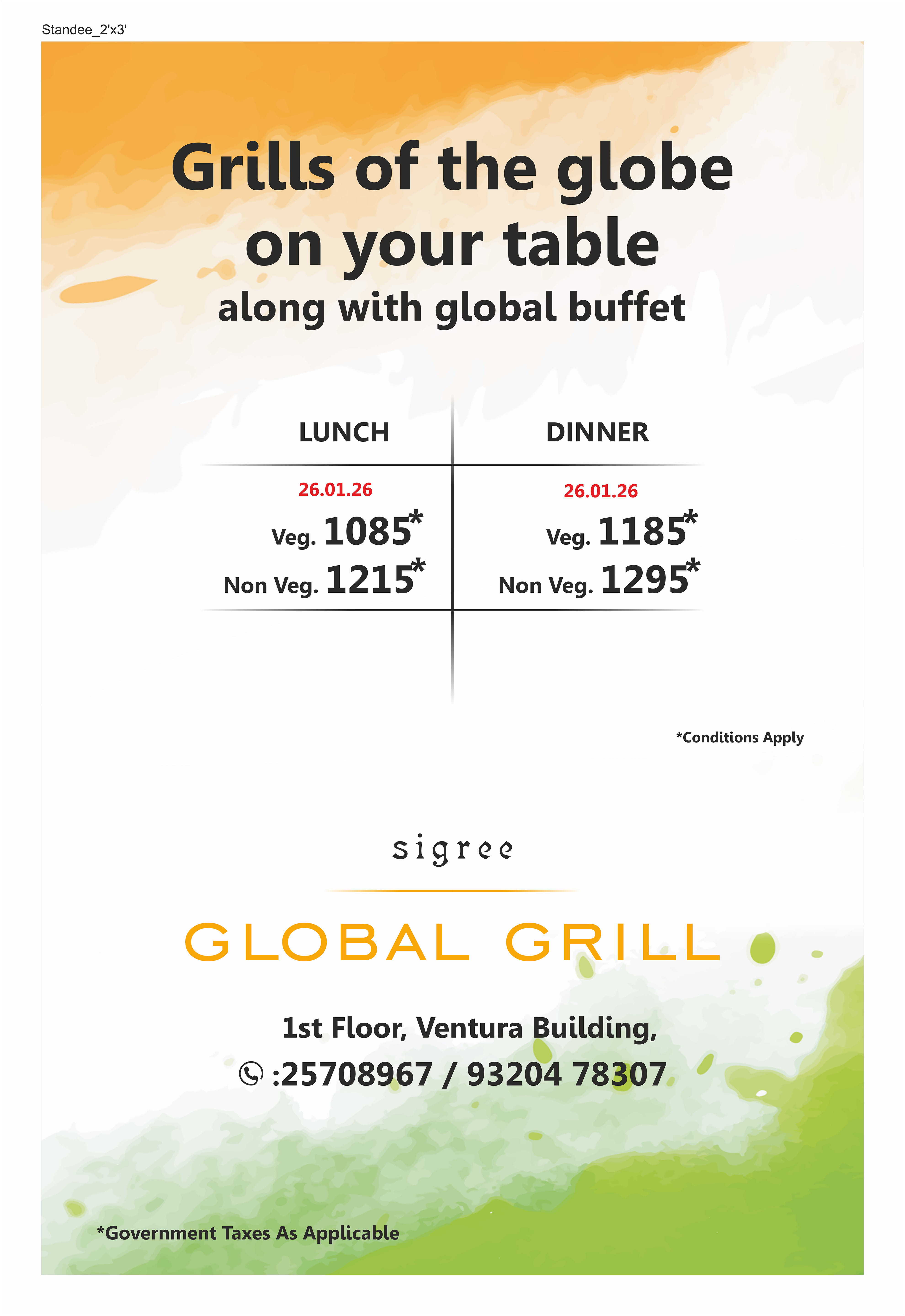 Menu of Sigree Global Grill, Powai, Central Mumbai