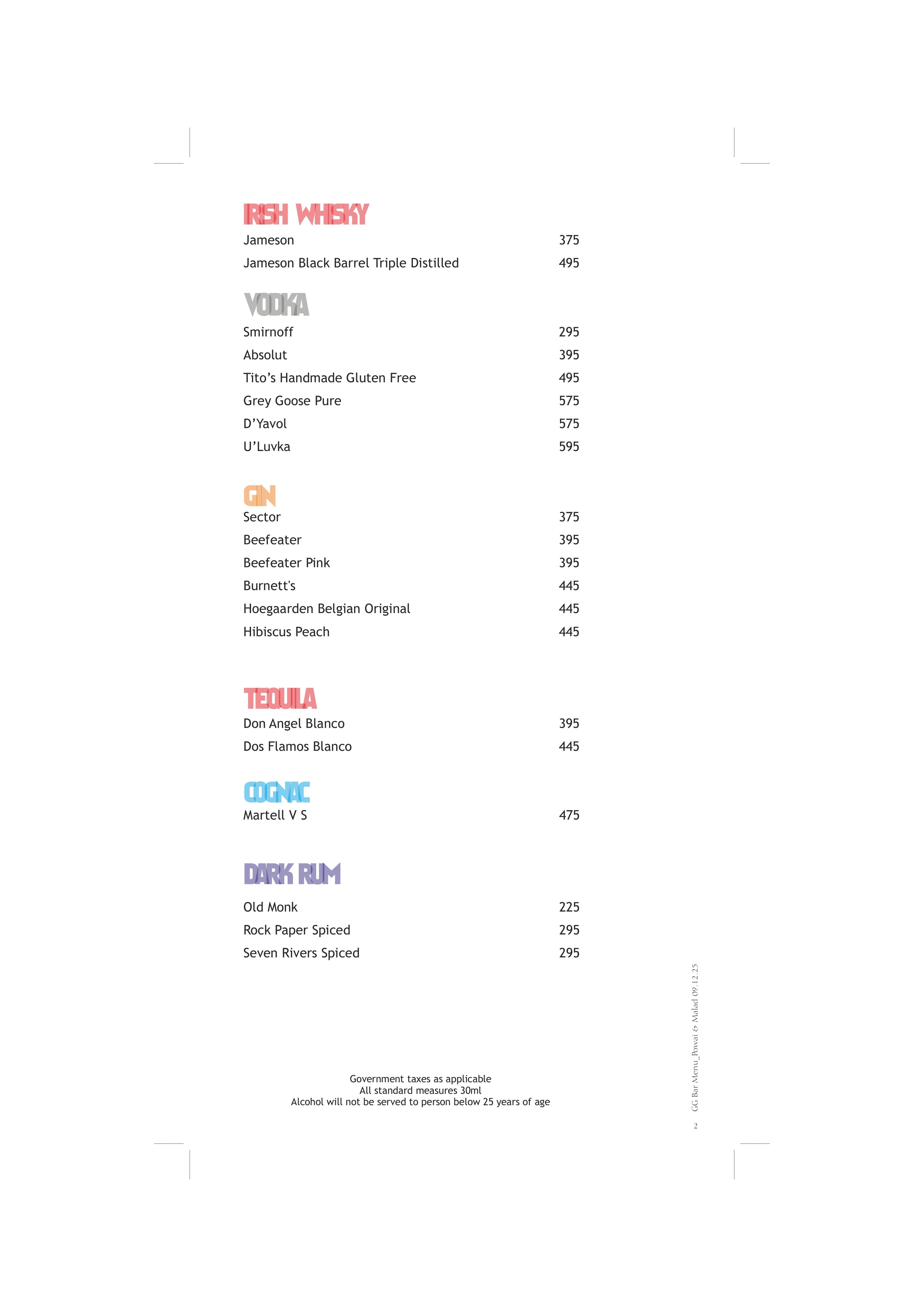 Menu of Sigree Global Grill, Powai, Central Mumbai