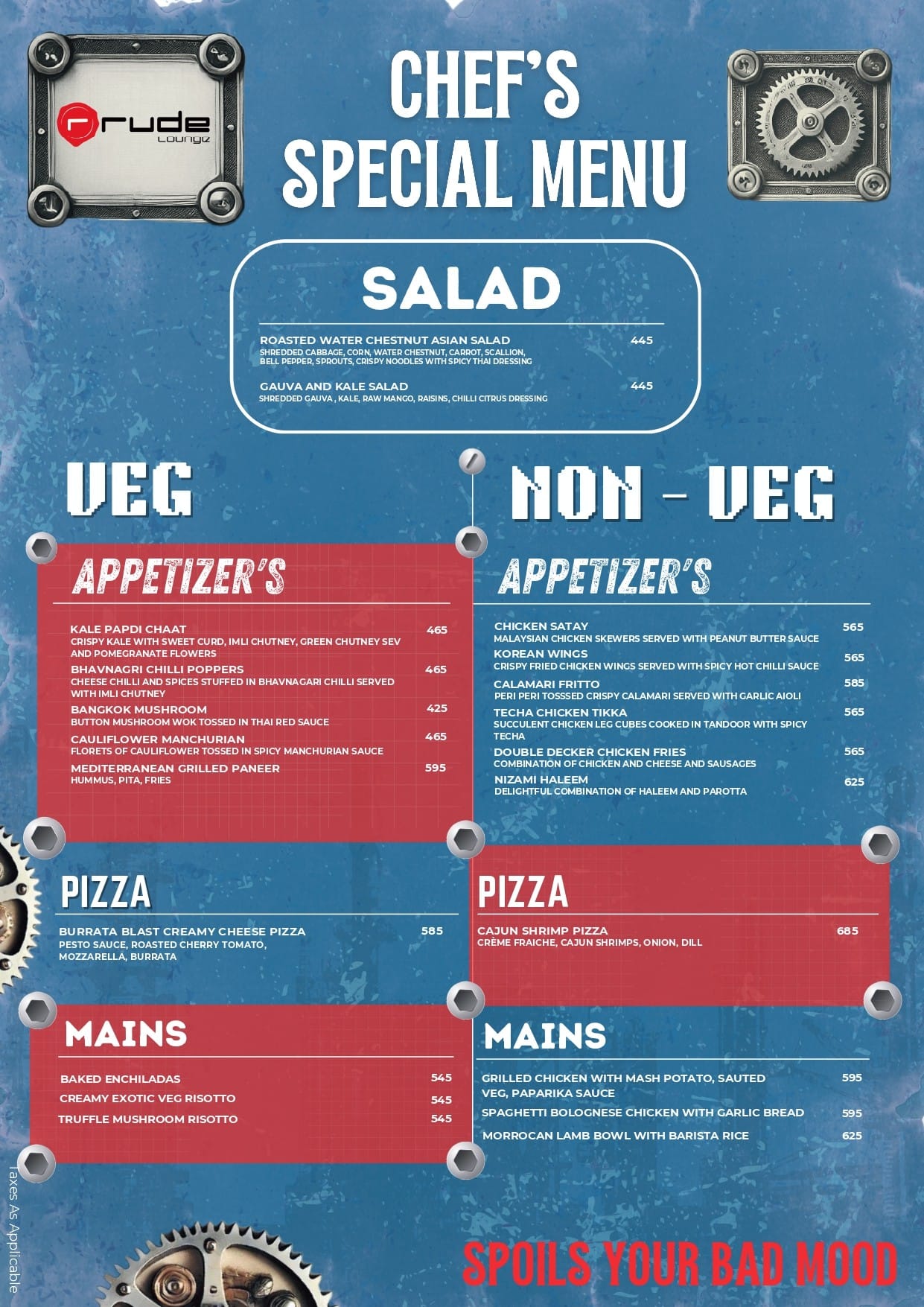 Menu of Rude Lounge, Powai, Central Mumbai