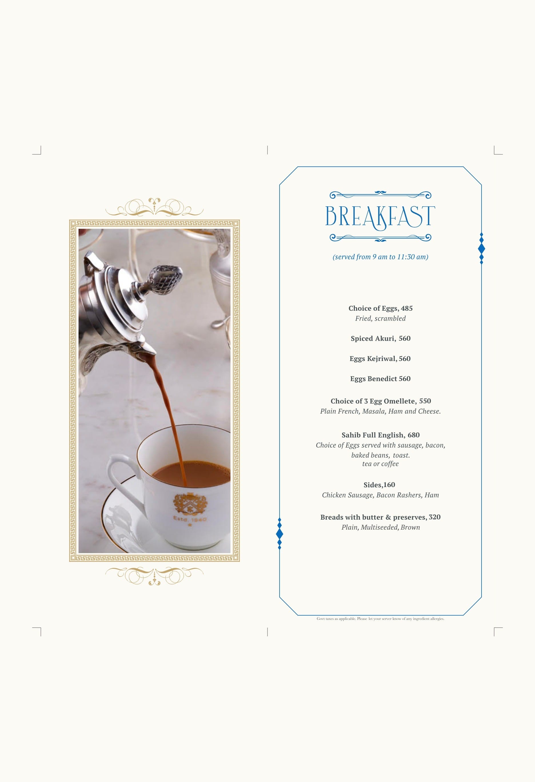 Menu of Gaylord, Churchgate, South Mumbai