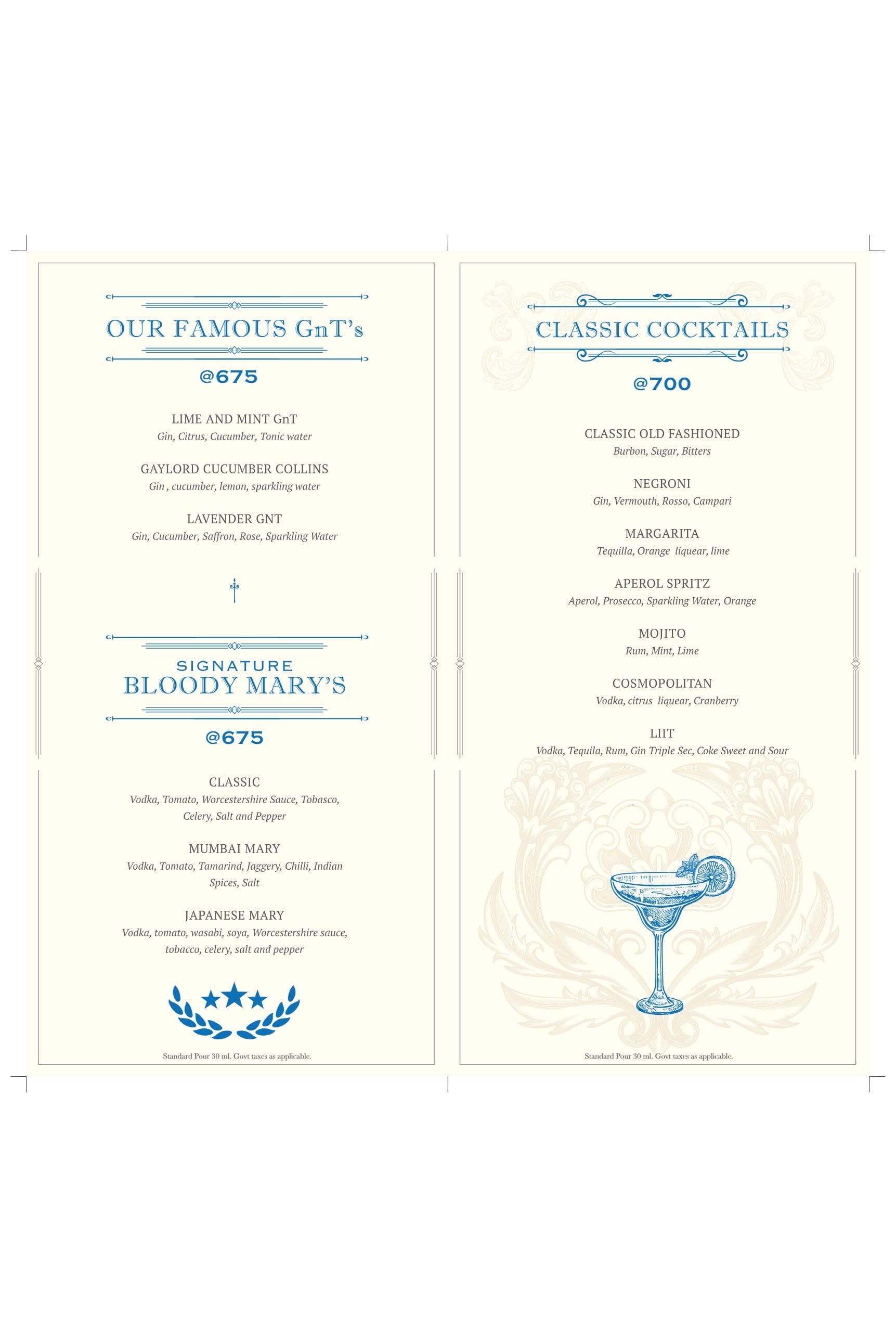 Menu of Gaylord, Churchgate, South Mumbai