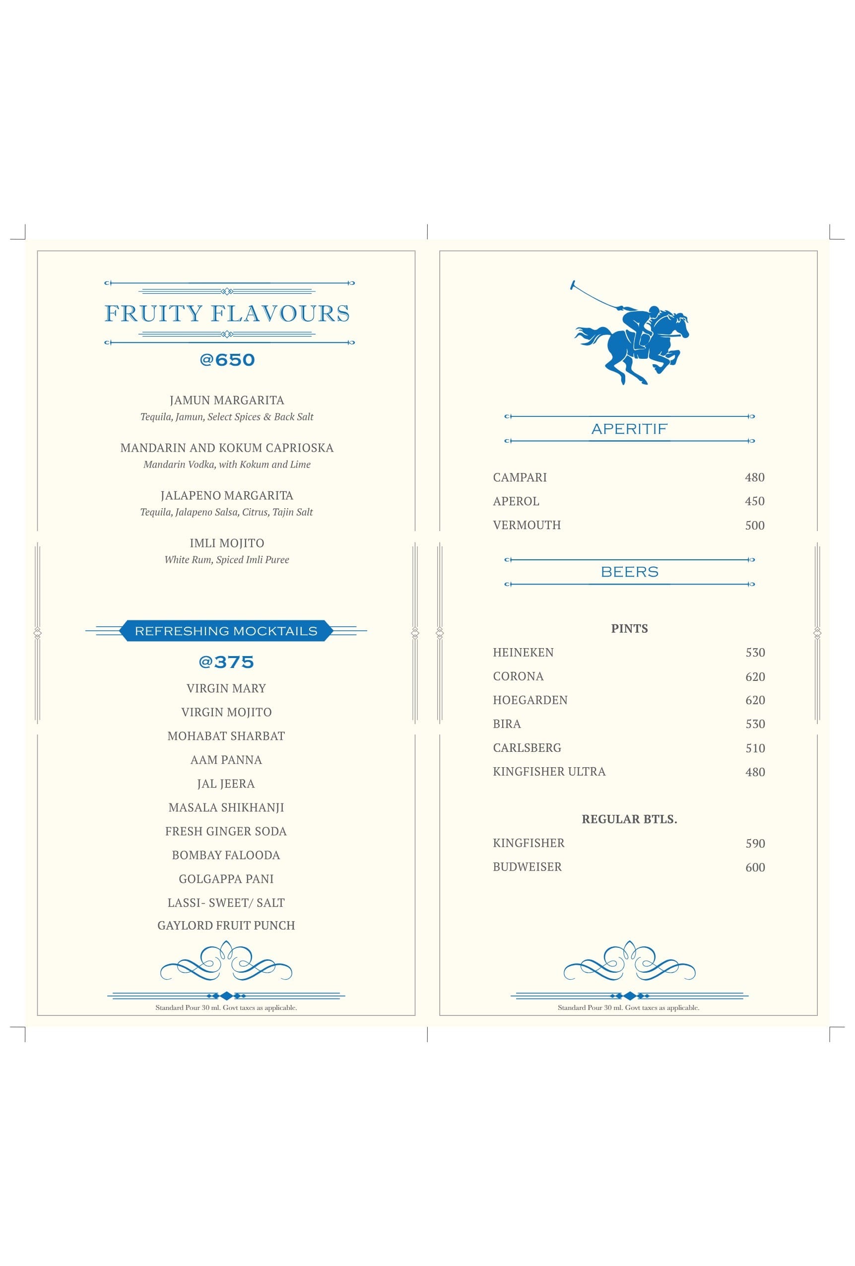 Menu of Gaylord, Churchgate, South Mumbai