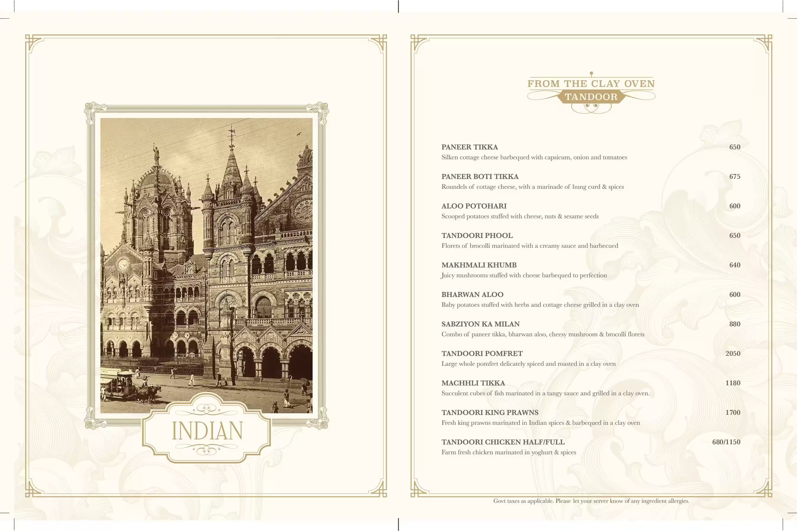 Menu of Gaylord, Churchgate, South Mumbai