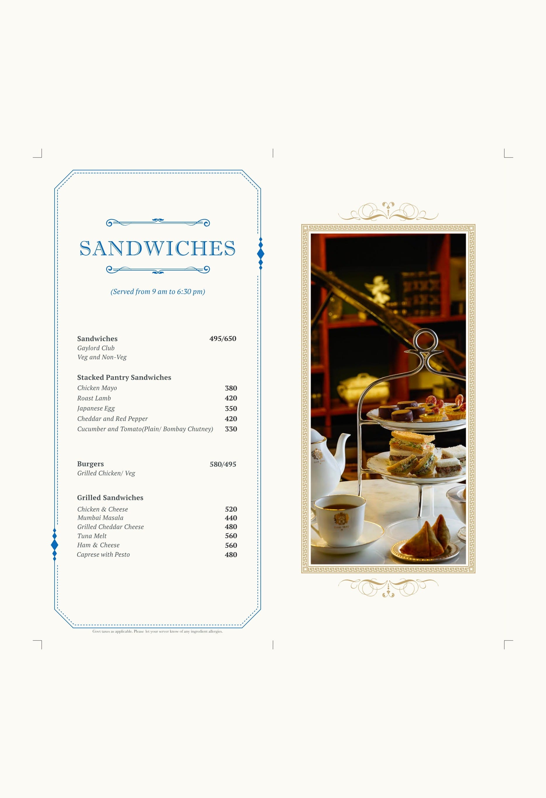 Menu of Gaylord, Churchgate, South Mumbai