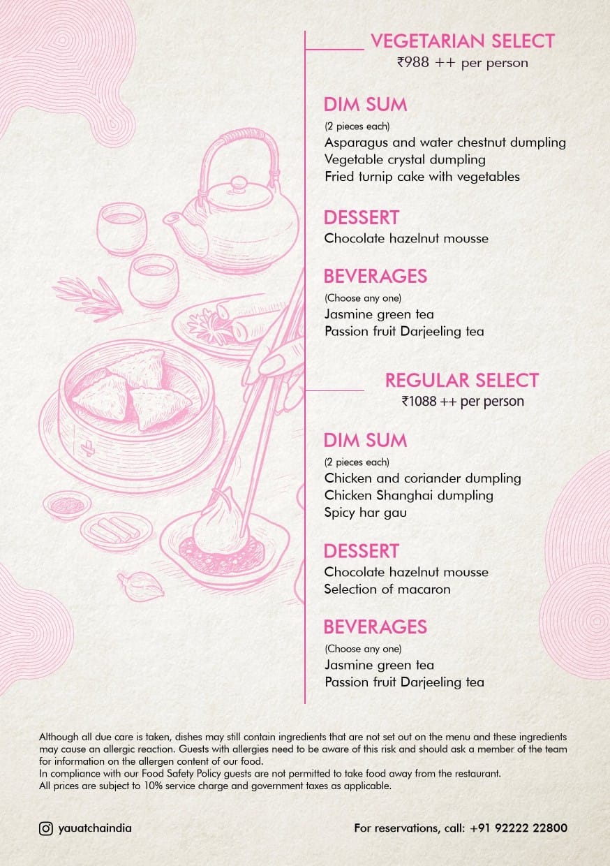Menu of Yauatcha, Bandra Kurla Complex (BKC), Western Suburbs