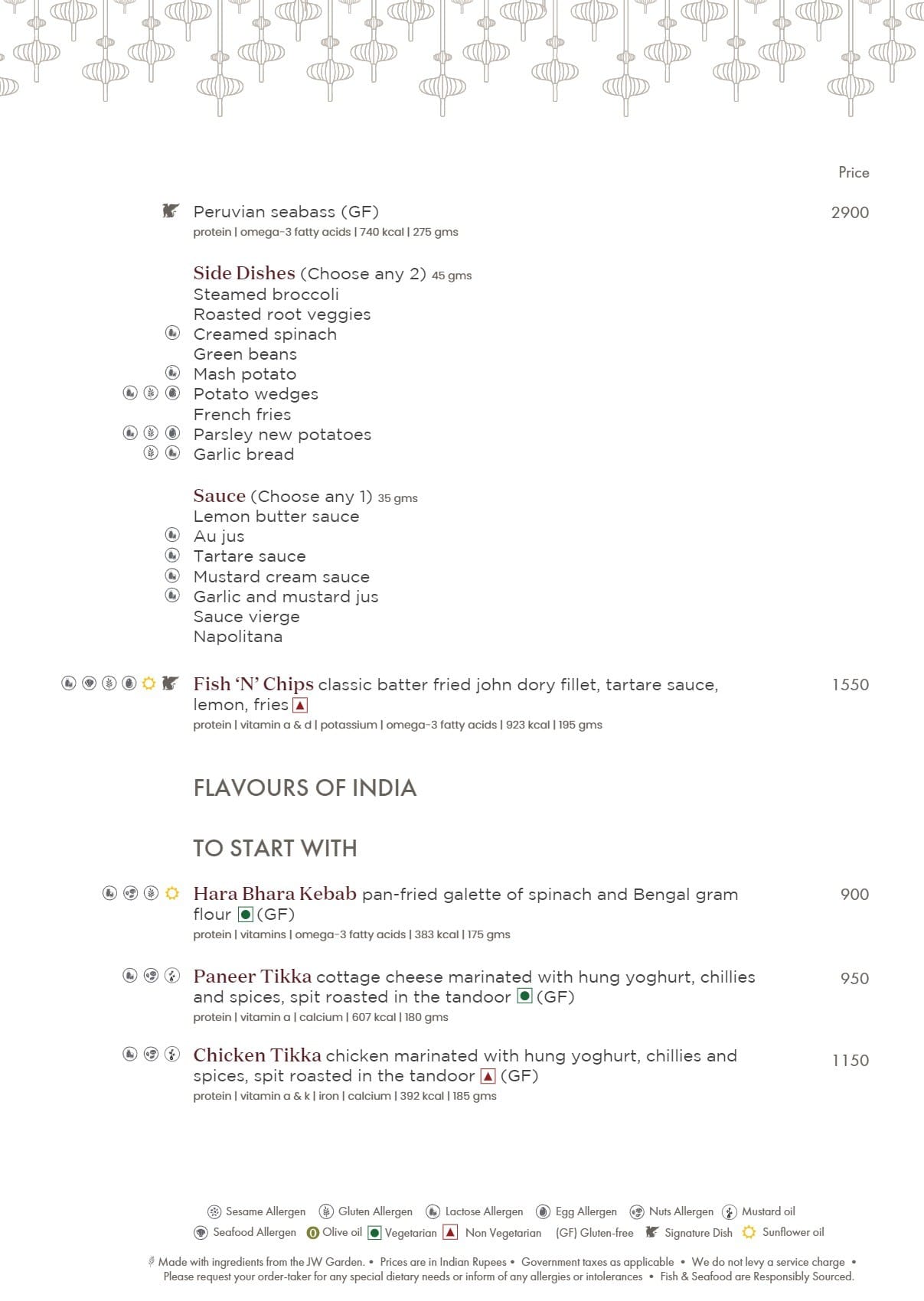 Menu of JW Cafe, JW Marriott Mumbai Sahar, Mumbai