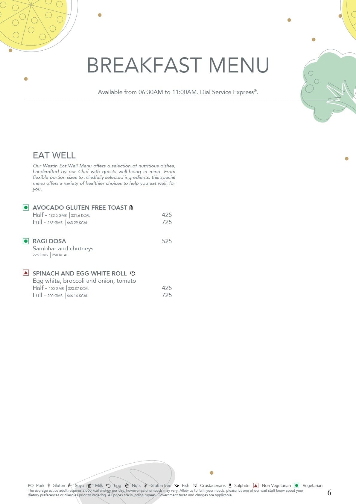 Menu of Lake View Cafe, The Westin Mumbai Powai Lake