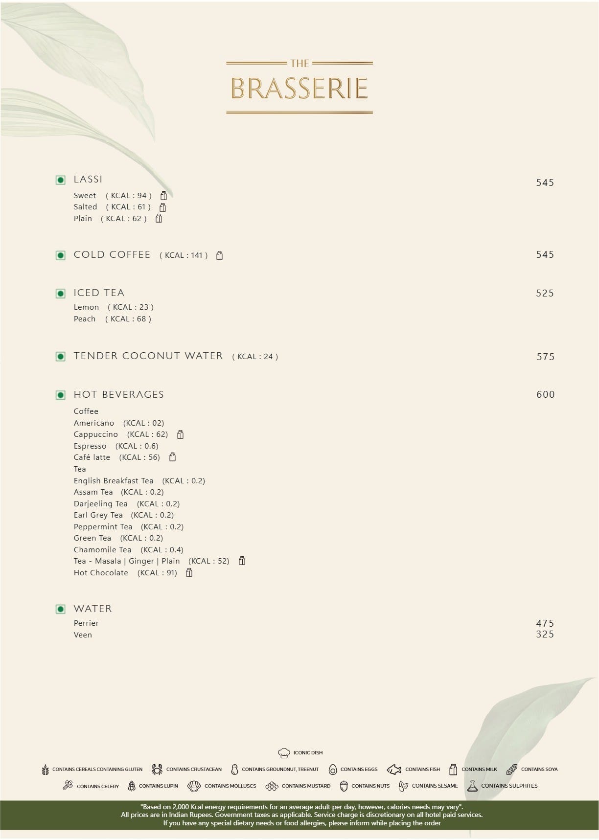 Menu of The Brasserie BY HILTON MUMBAI , Hilton Mumbai, Mumbai