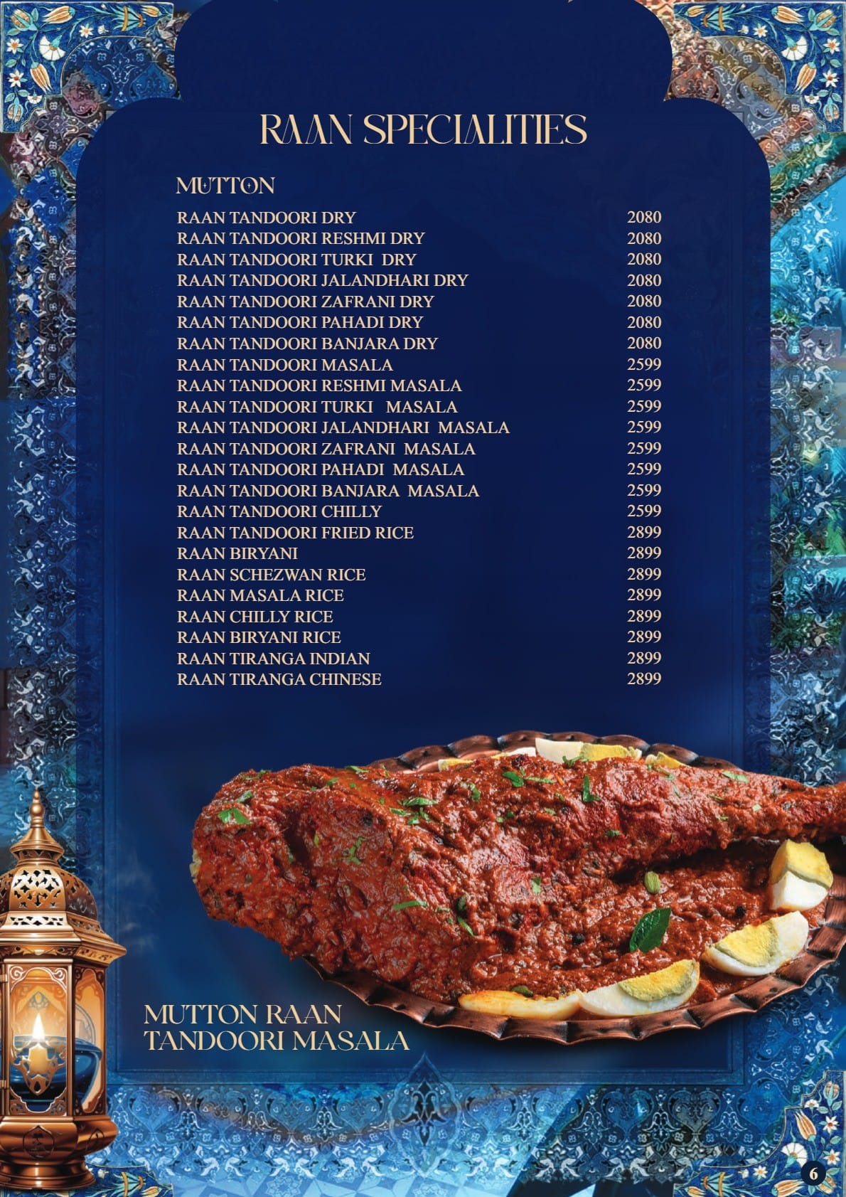Menu of Persian Darbar, Byculla, South Mumbai