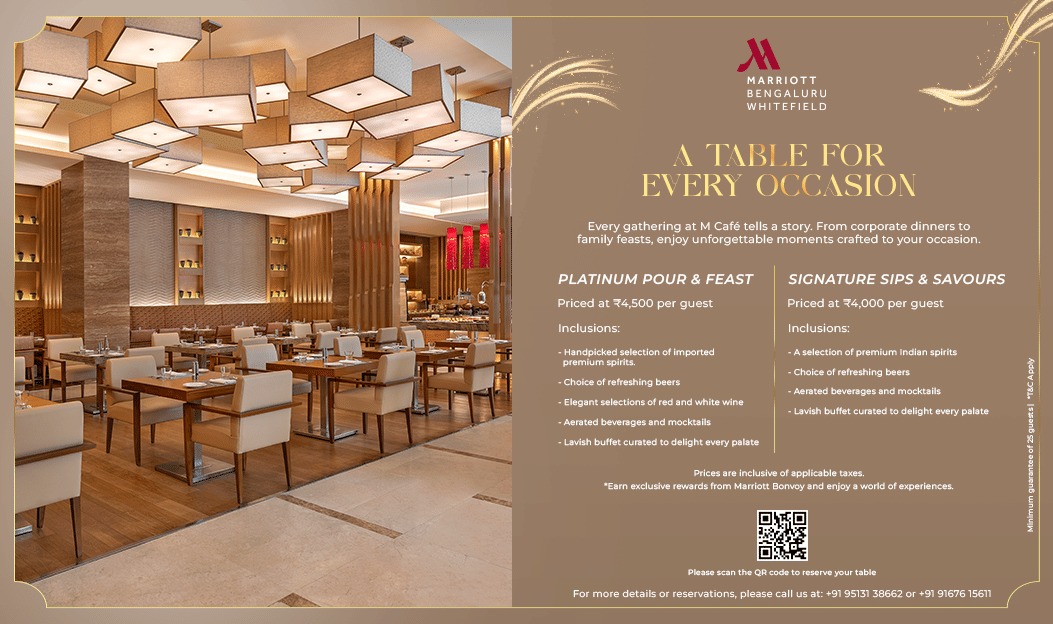 Menu of M Cafe, Bengaluru Marriott Hotel Whitefield