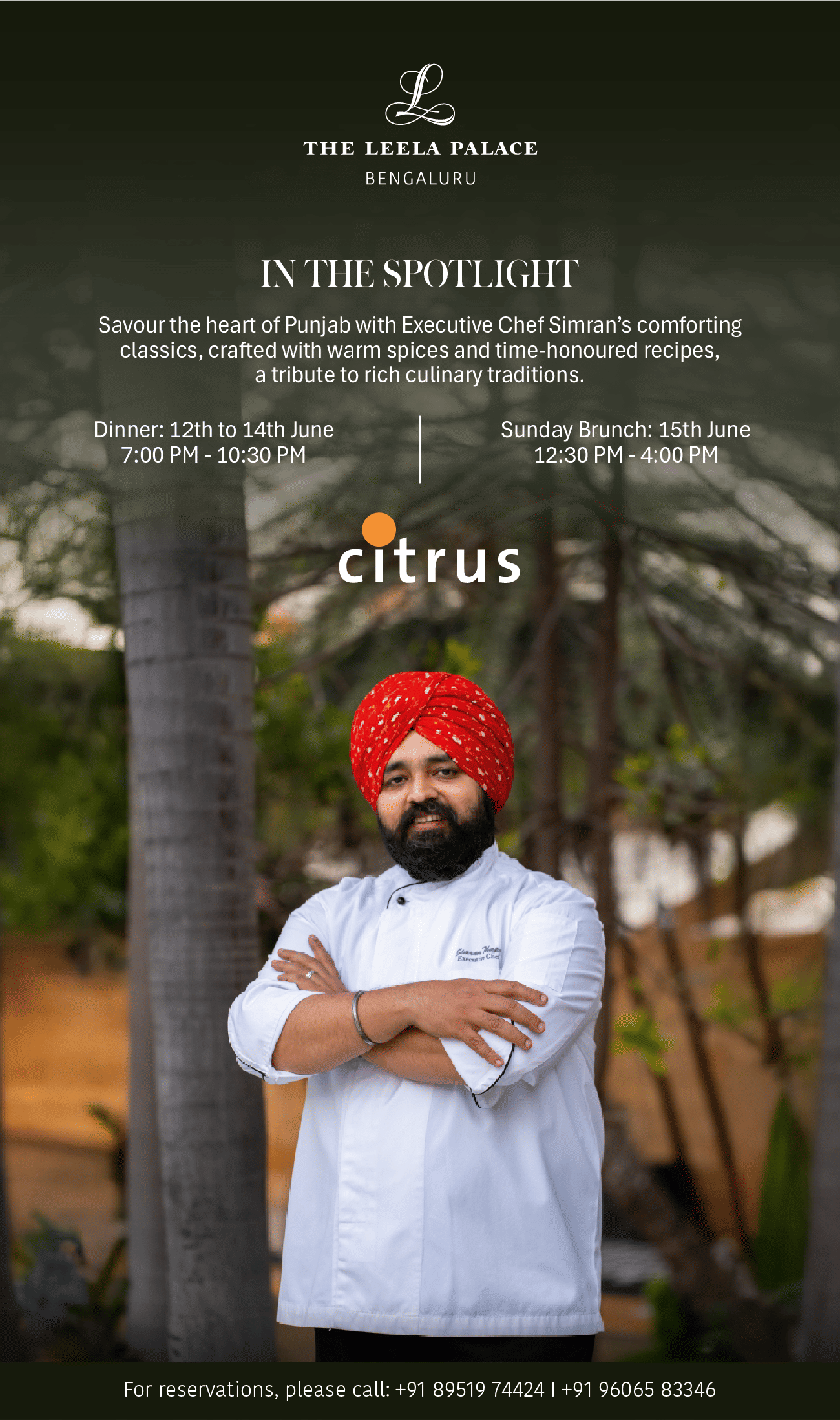 Menu of Citrus , The Leela Palace, Bengaluru