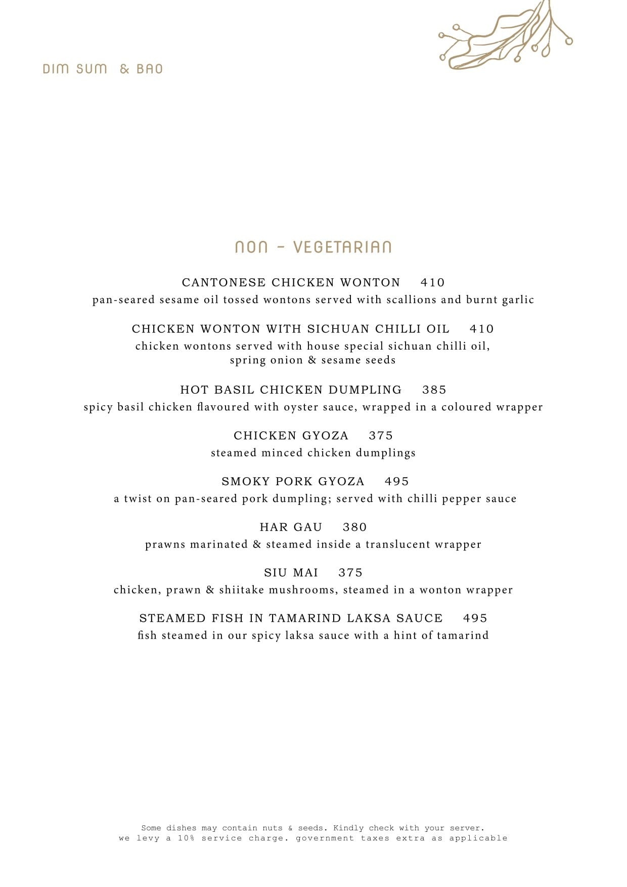 Menu of Shiro, UB City, Central Bengaluru