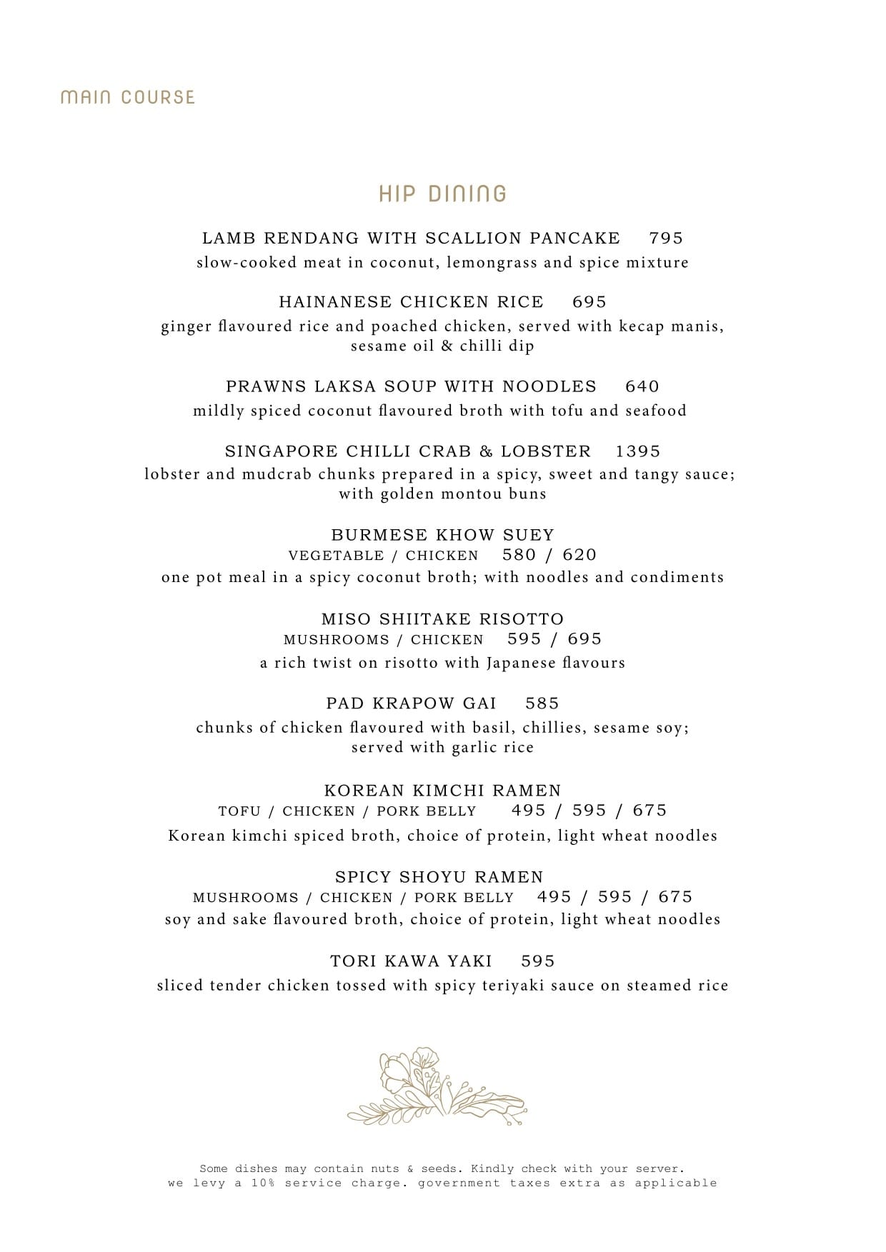 Menu of Shiro, UB City, Central Bengaluru