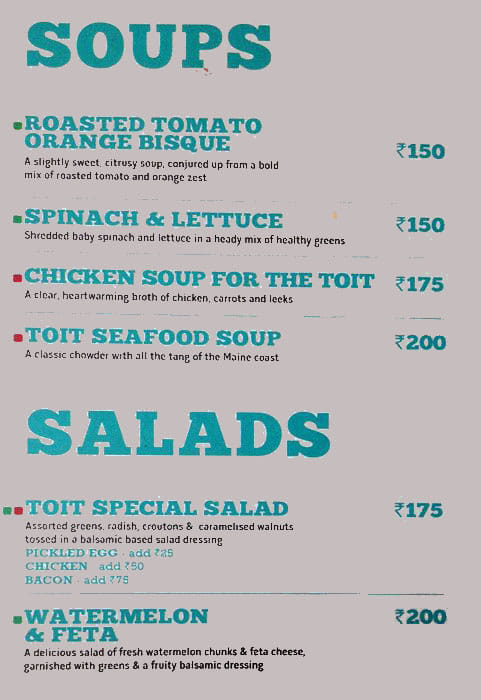 Menu of Toit, Indiranagar, East Bengaluru