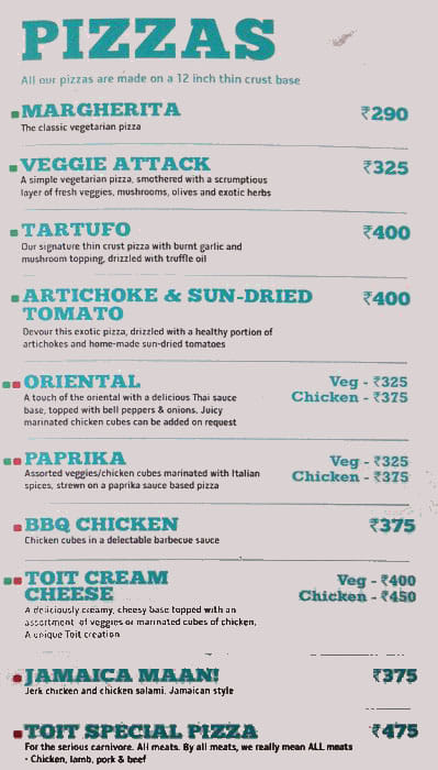 Menu of Toit, Indiranagar, East Bengaluru