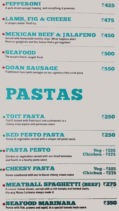 Menu of Toit, Indiranagar, East Bengaluru