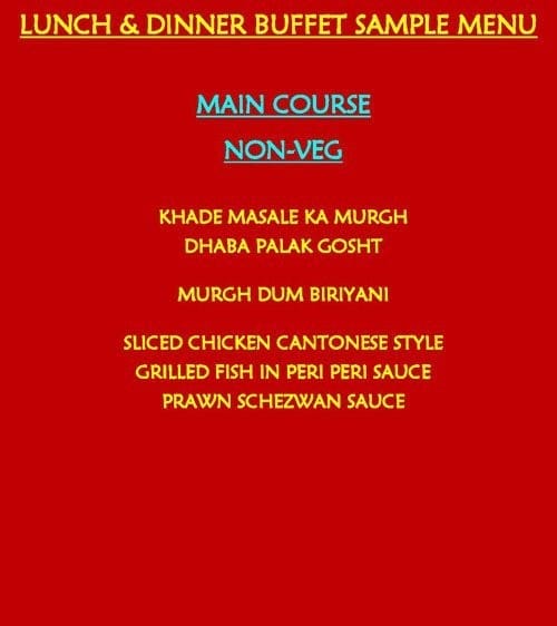 Menu of Buff Buffet Buff, BluPetal Hotel, Bengaluru