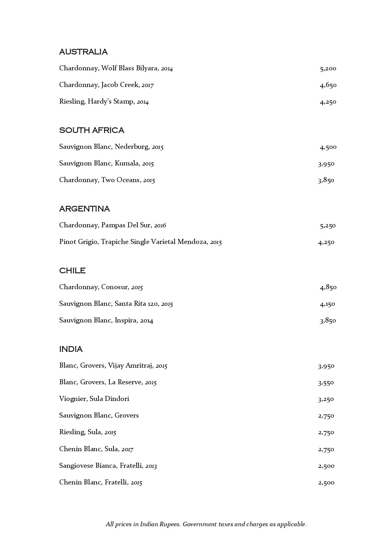 Menu of Chingari , Sheraton Grand Pune Bund Garden Hotel, Pune
