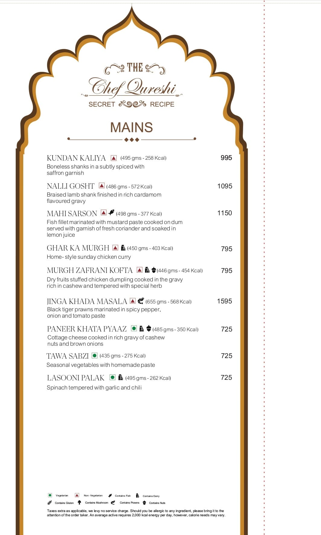 Menu of Chingari , Sheraton Grand Pune Bund Garden Hotel, Pune