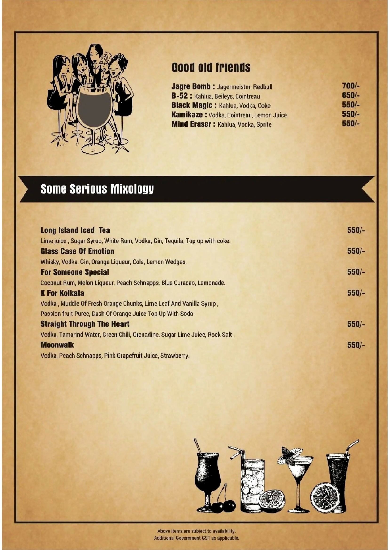 Menu of Tamara, Pipal Tree Hotel, Kolkata