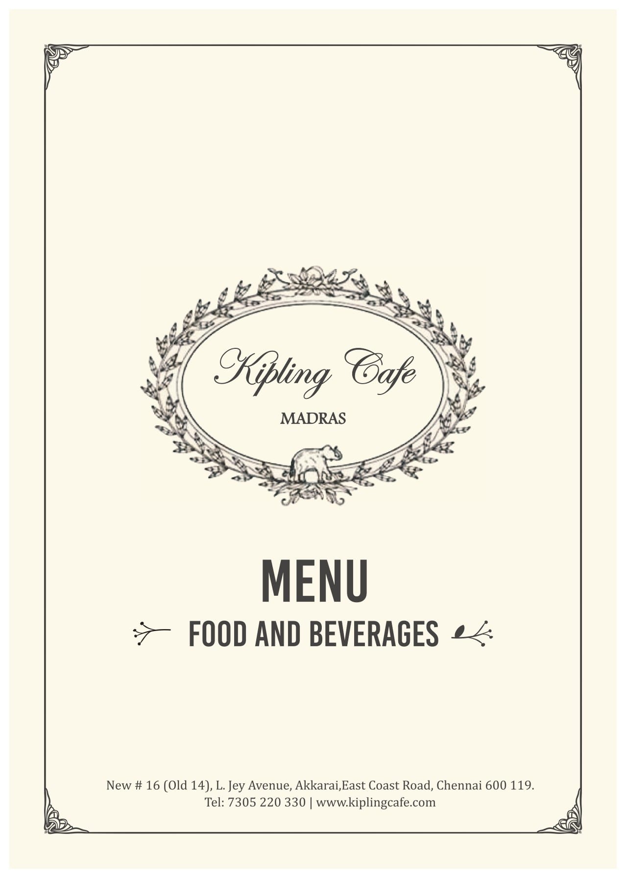Menu of Kipling Cafe, Kipling, East Coast Road (ECR)