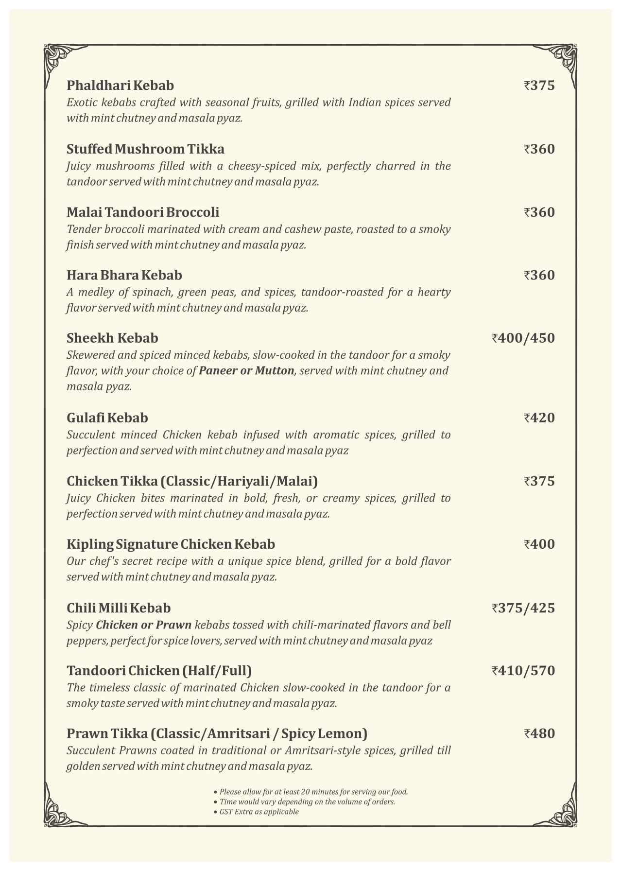 Menu of Kipling Cafe, Kipling, East Coast Road (ECR)