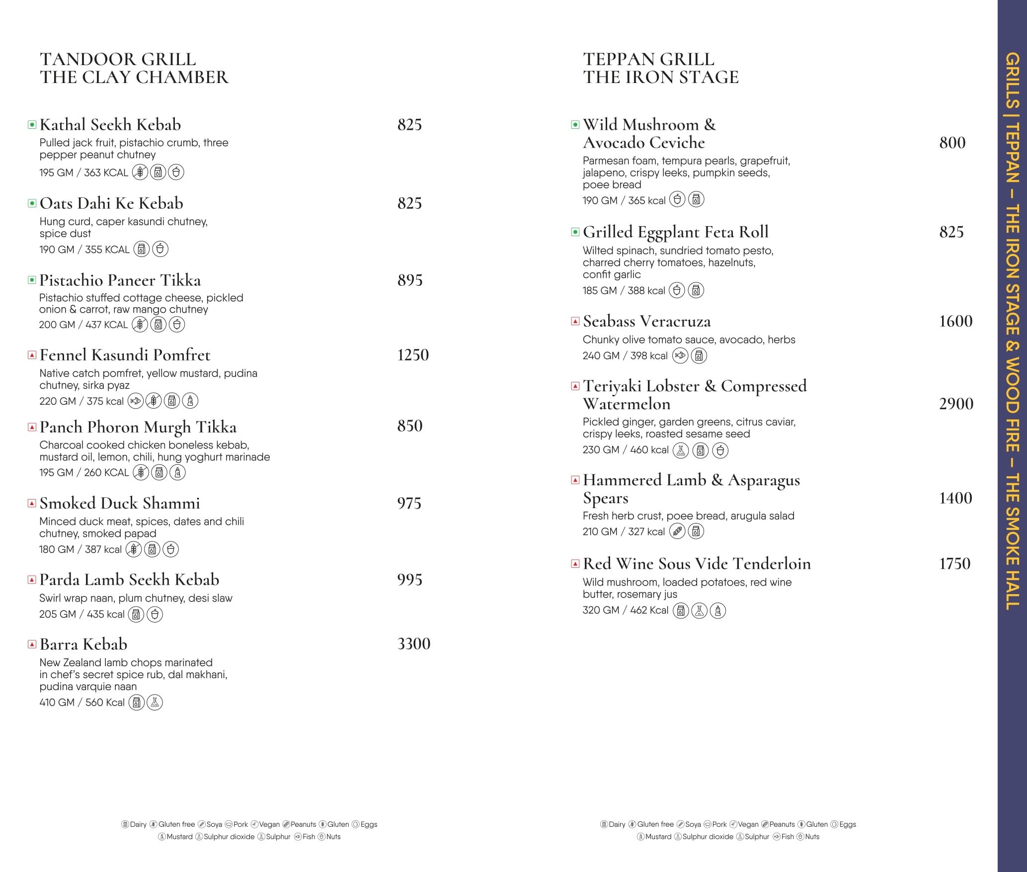 Menu of The Flying Elephant, Park Hyatt Chennai
