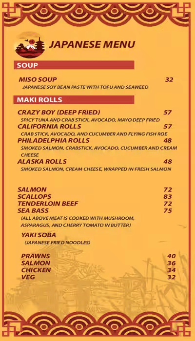 Menu of Rauchi, Ramee Rose Hotel, Dubai