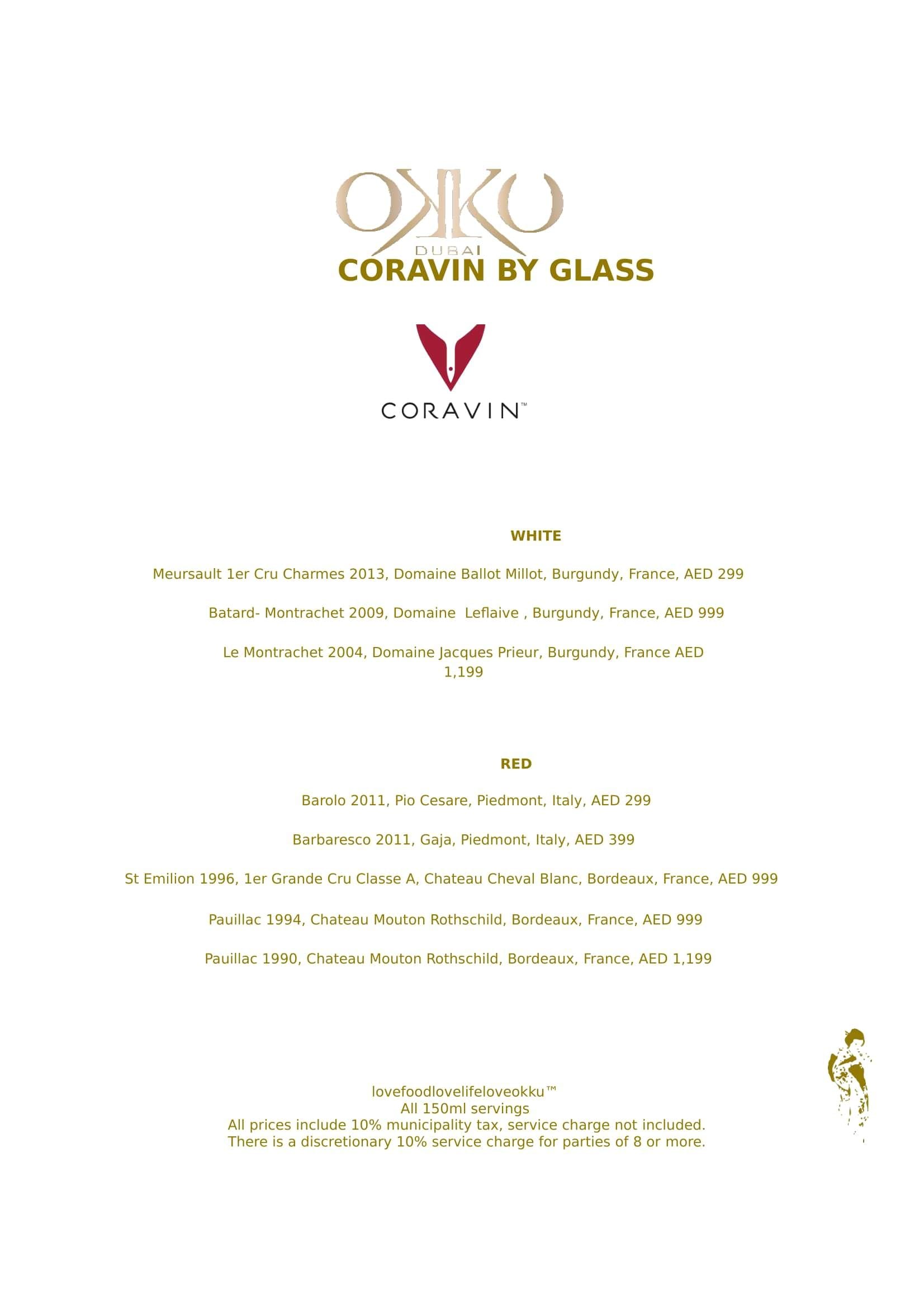 Menu of Okku, The H Hotel, Dubai