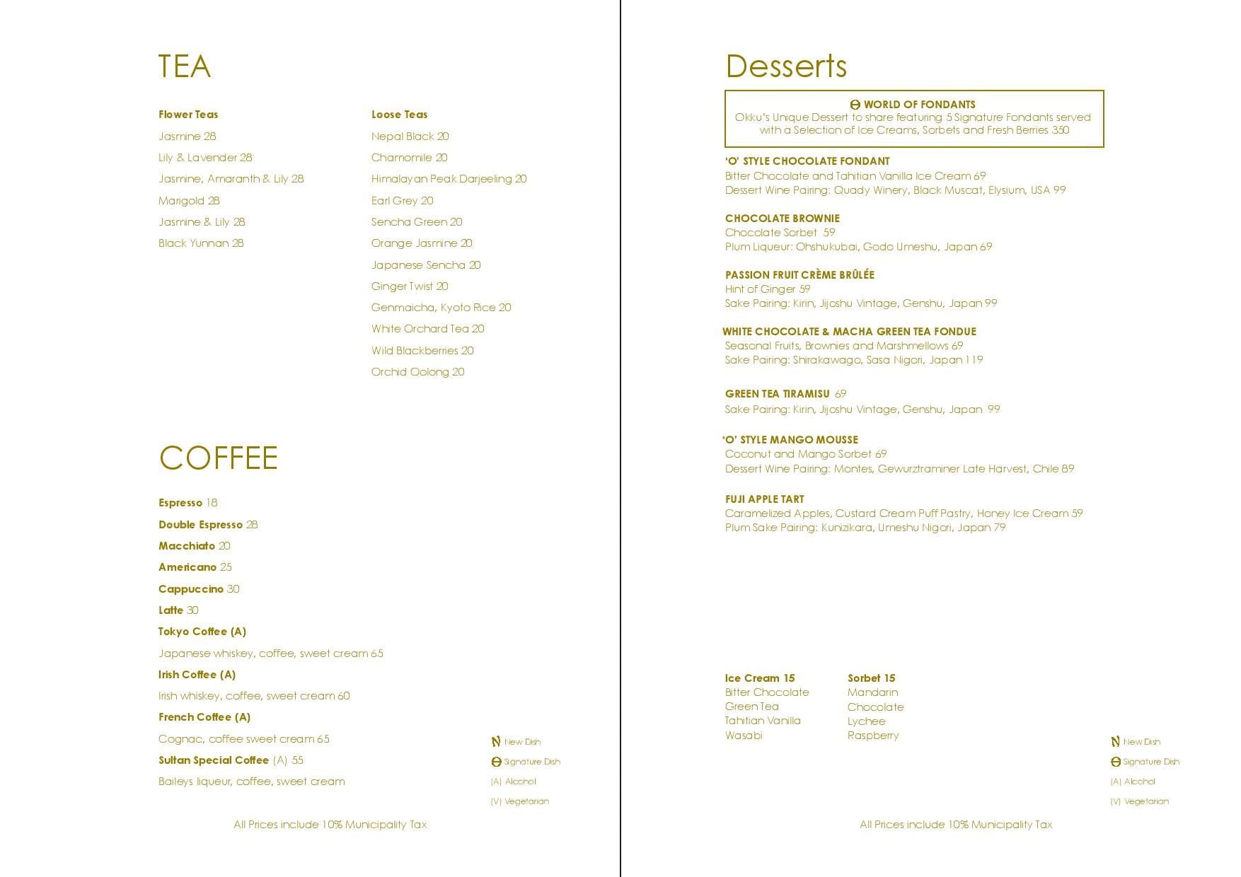 Menu of Okku, The H Hotel, Dubai