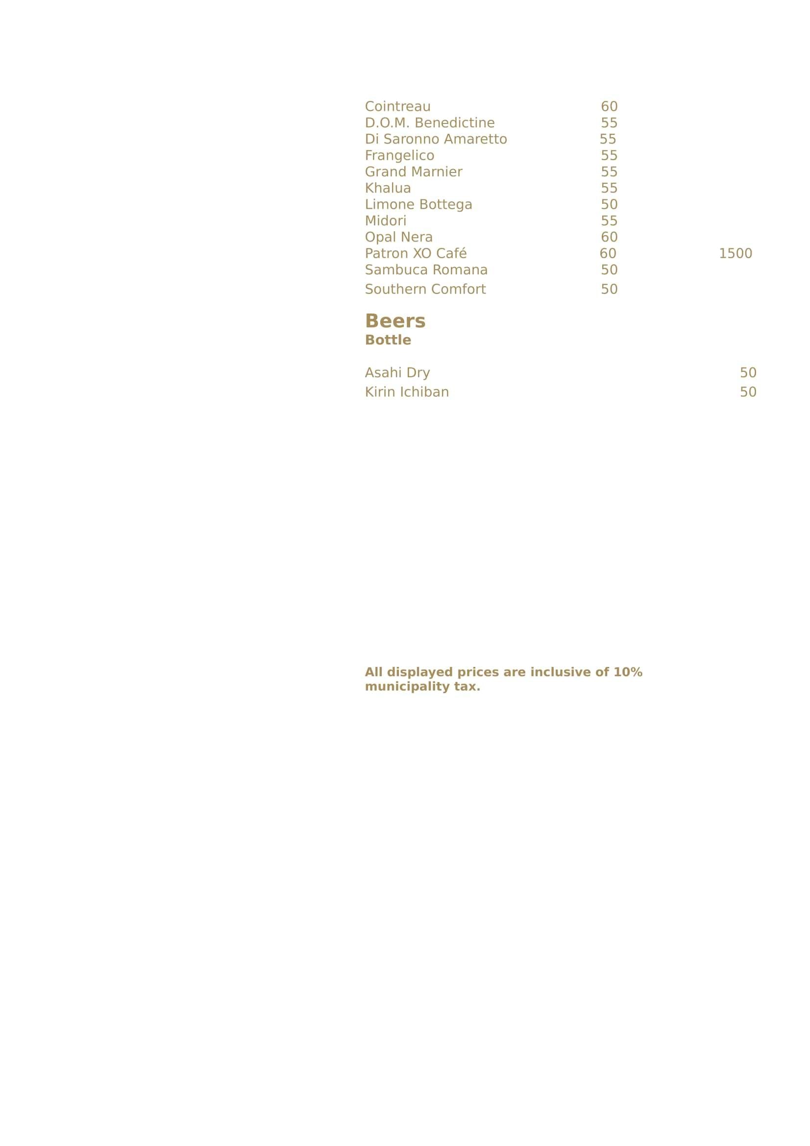Menu of Okku, The H Hotel, Dubai