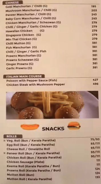 Menu of Savoury Sea Shell, Anna Nagar East, Chennai