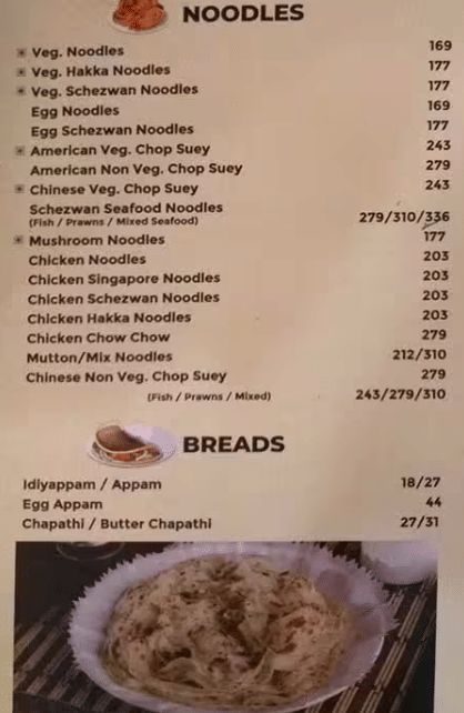 Menu of Savoury Sea Shell, Anna Nagar East, Chennai