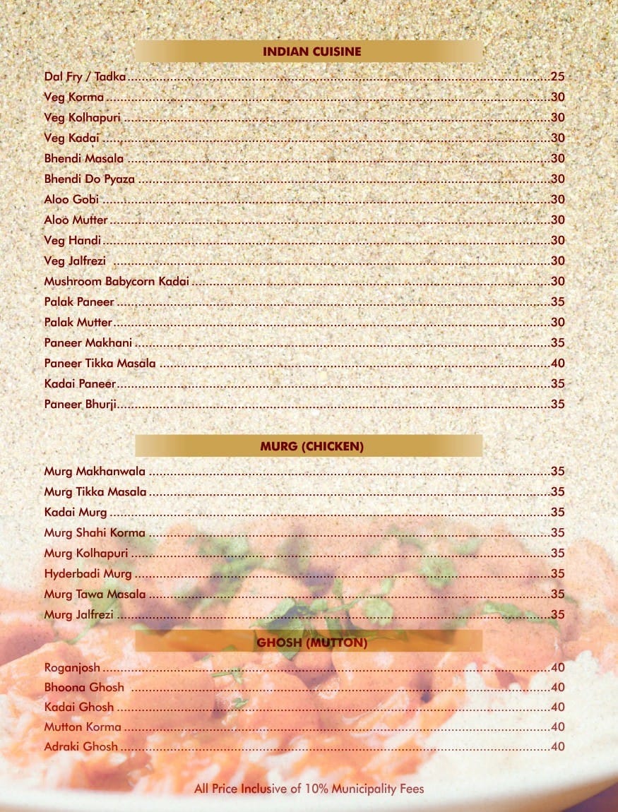 Menu of Fisherman's Hub, Meena Bazaar, Bur Dubai